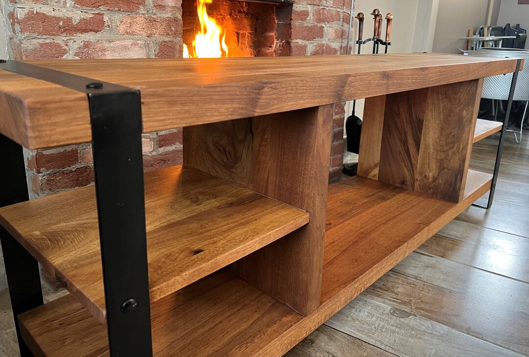 Solid Wood Tv Stand Walnut / Handmade Tv Unit / Modern Tv Console / Tv ...