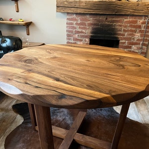 Round Walnut Table - Handmade, Modern Design, Compact, Space-saving ...