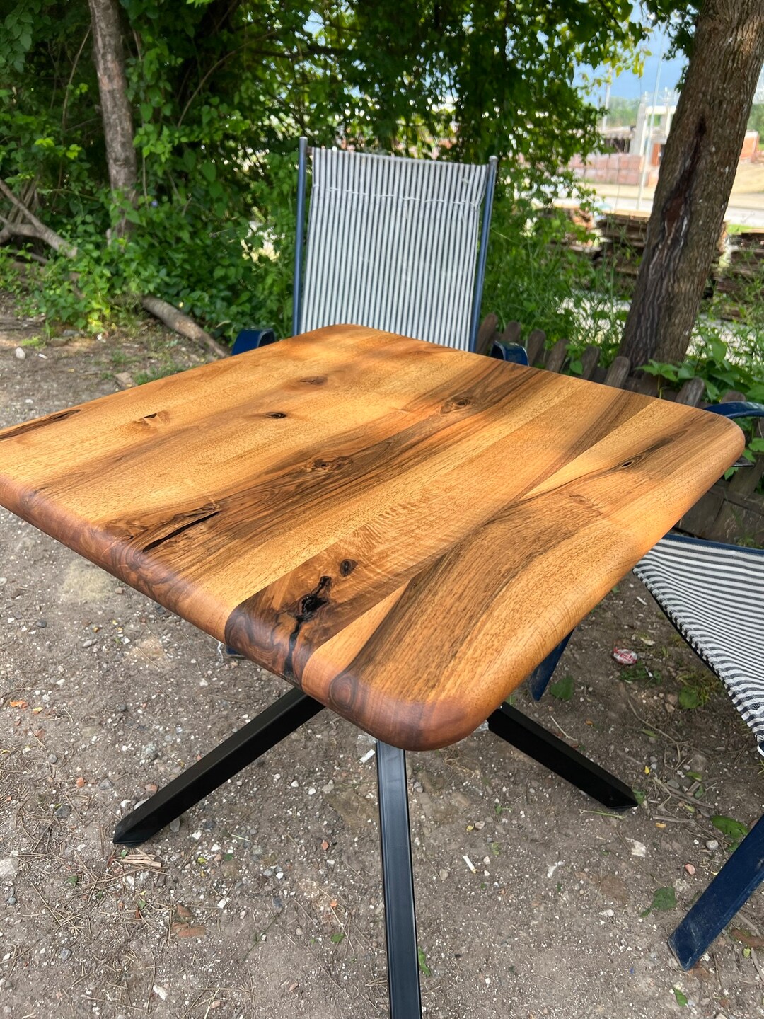 Square Walnut Solid Wood Dining Table /square Handmade Dining Table ...