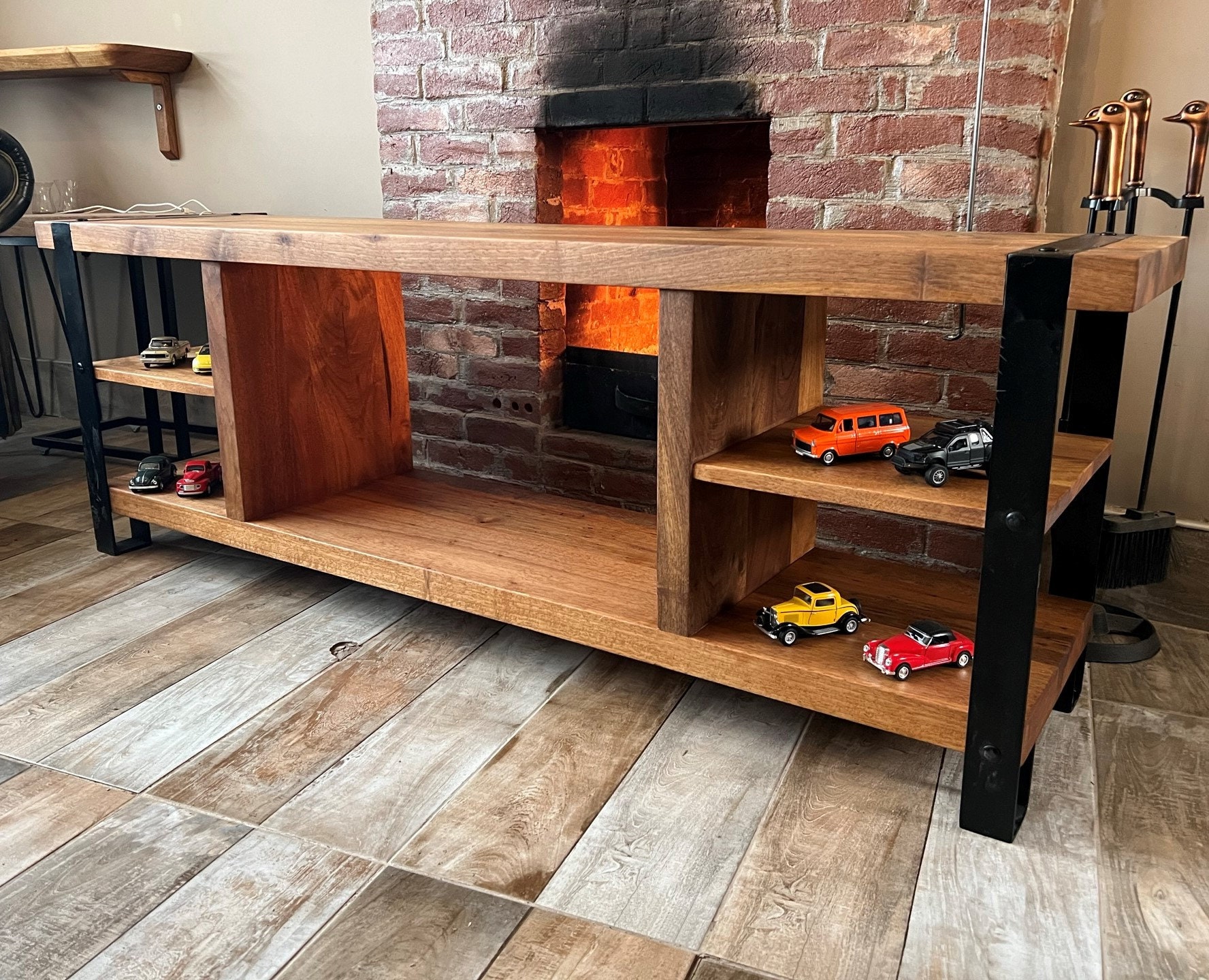 Solid Wood Tv Stand Walnut / Handmade Tv Unit / Modern Tv Console / Tv ...