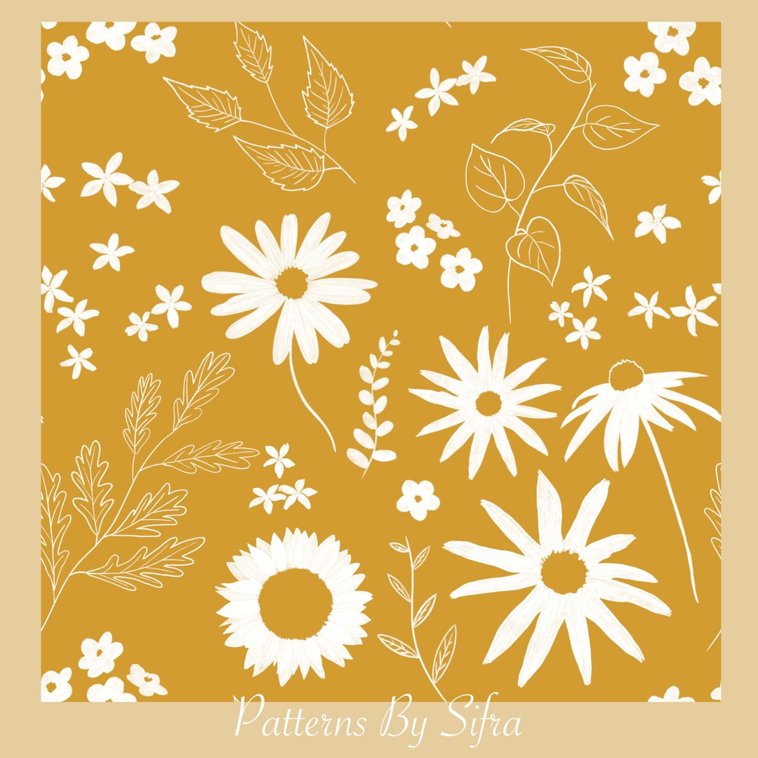 Yellow Flowers Seamless Pattern - Etsy