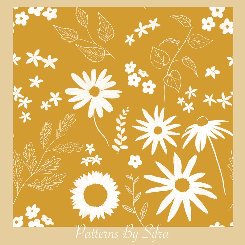 Yellow Flowers Seamless Pattern - Etsy