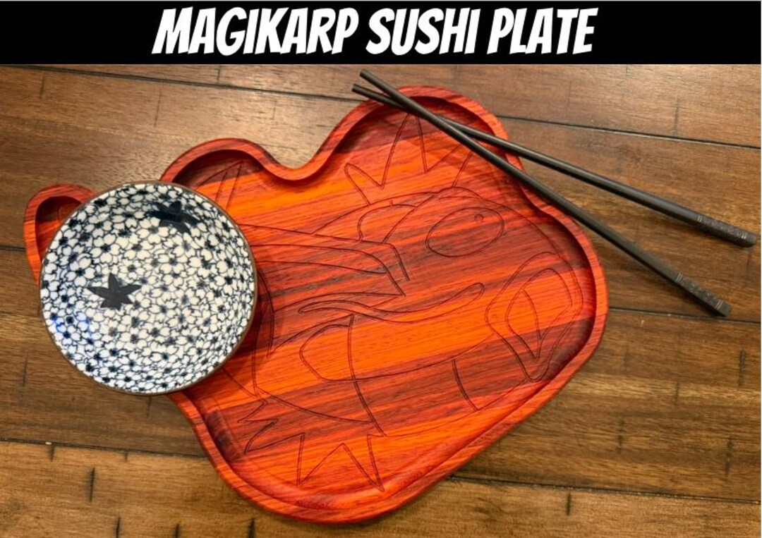 Magikarp Pokémon Sushi Plate Set > Handmade Wooden Plate With Carving ...