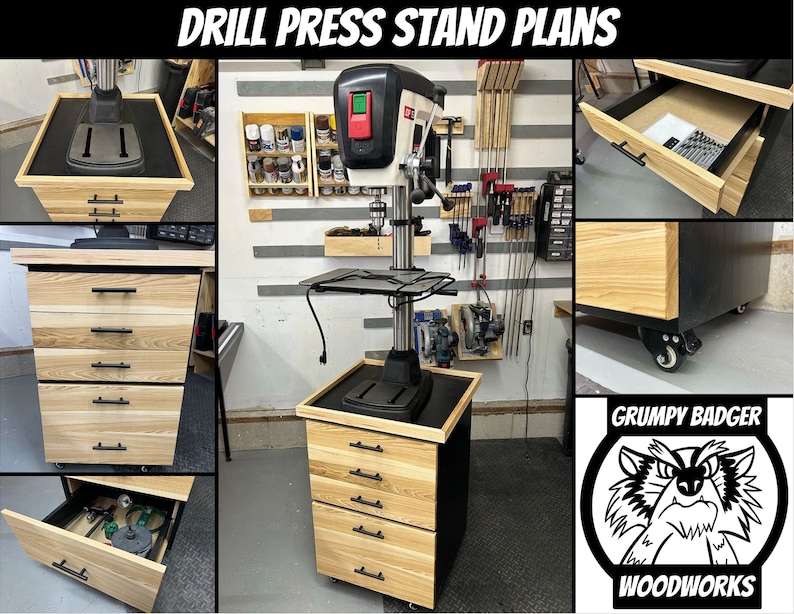 DIY Drill Press Stand Plans, Fits 15" and Smaller Drill Presses, Plans ...