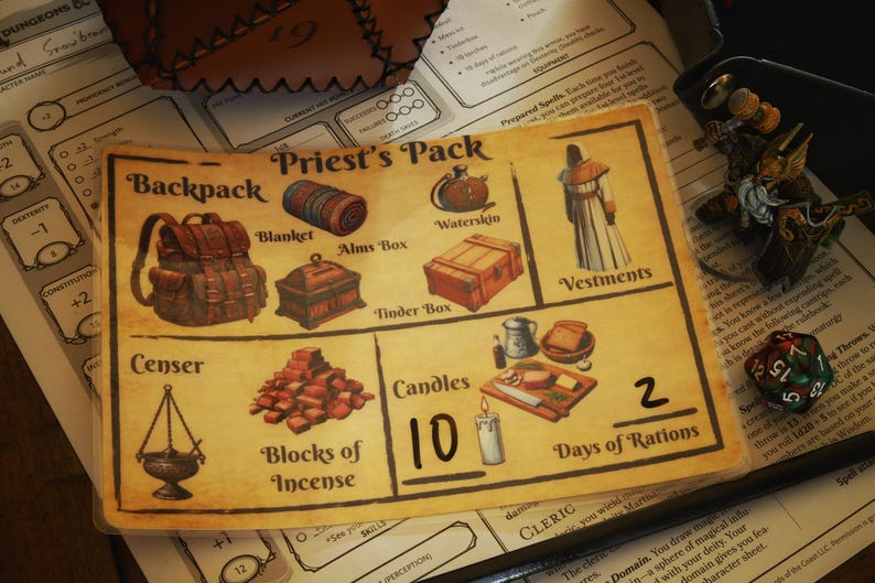 DND Equipment Packs Visual Aid Reference for Dungeons and Dragons 5E ...