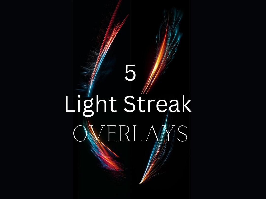 5 Light Streak Overlays Digital Art Instant Download - Etsy