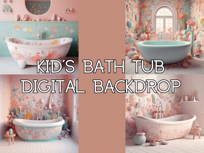 Kid's Digital Backdrop Bath Tub Scene Digital Background, Background ...