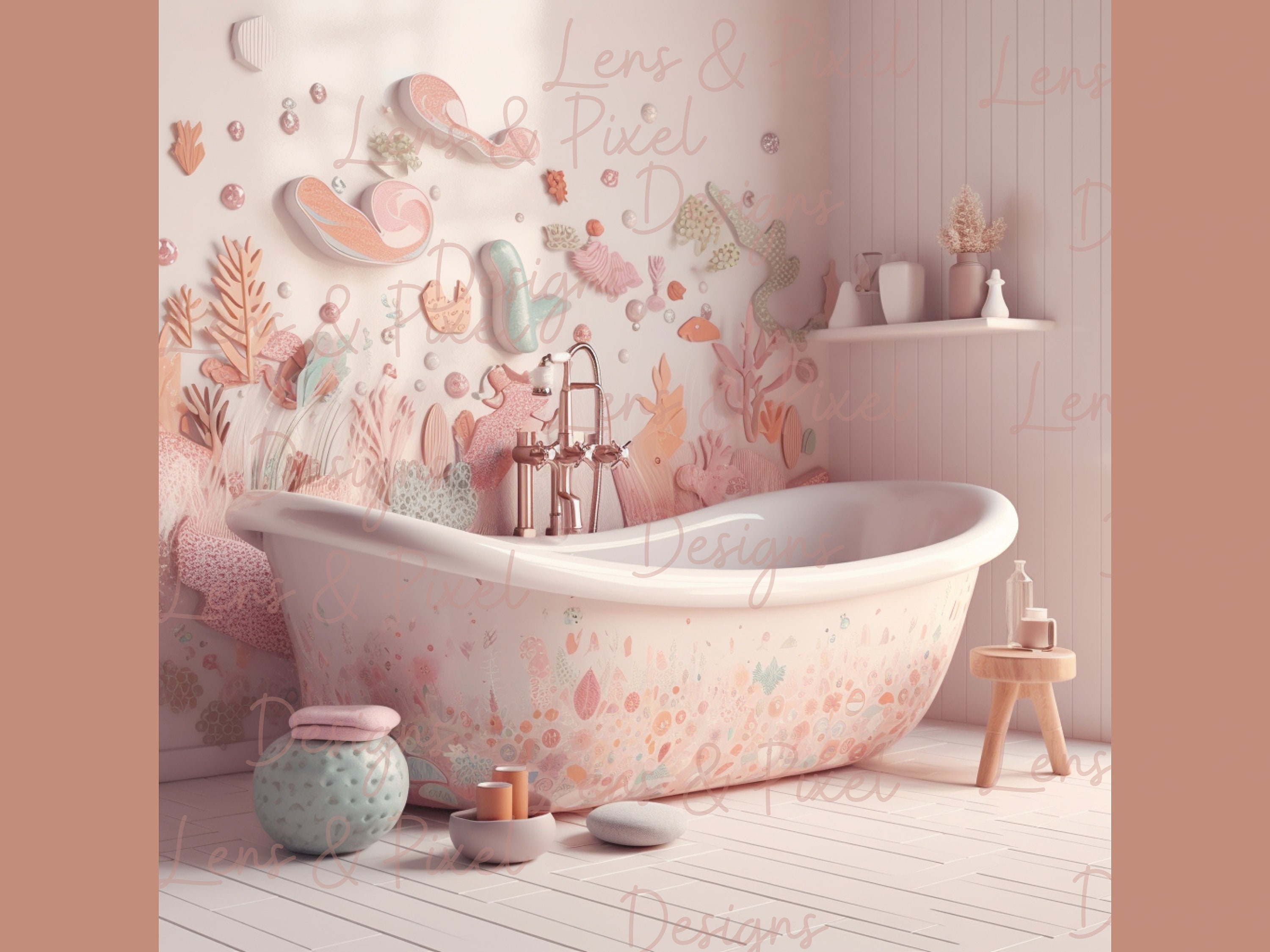 Kid's Digital Backdrop Bath Tub Scene Digital Background, Background ...