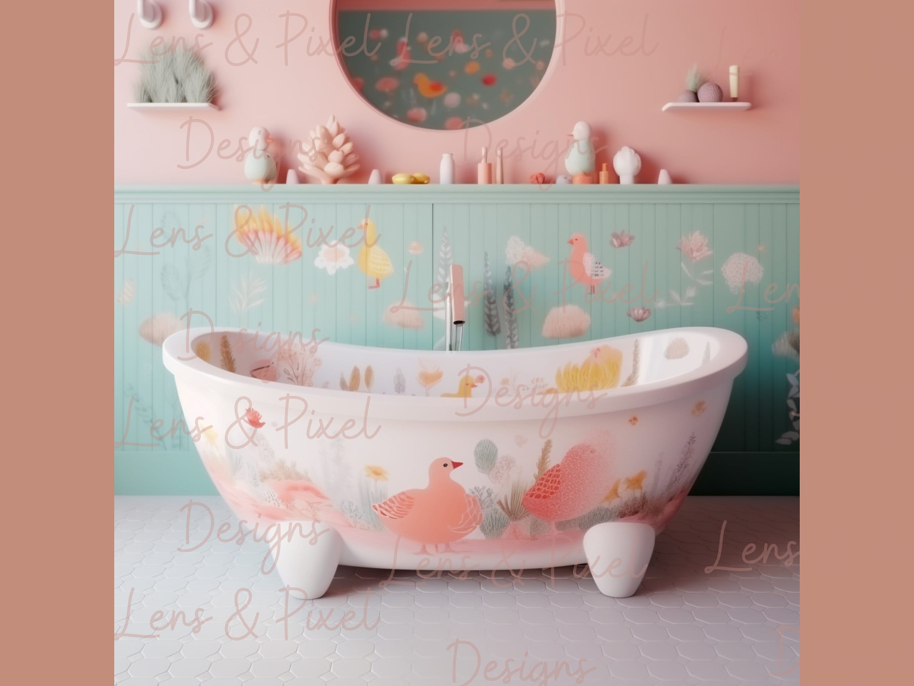 Kid's Digital Backdrop Bath Tub Scene Digital Background, Background ...