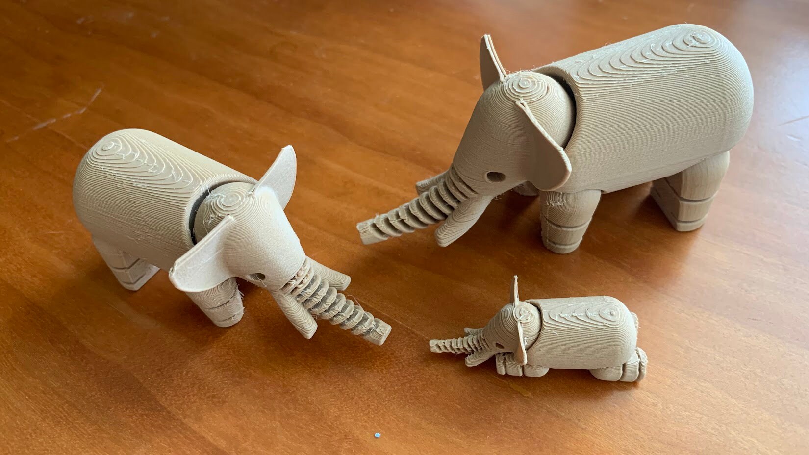 Enchanting Wooden Elephant Family 3D Printed Posable Art - Etsy