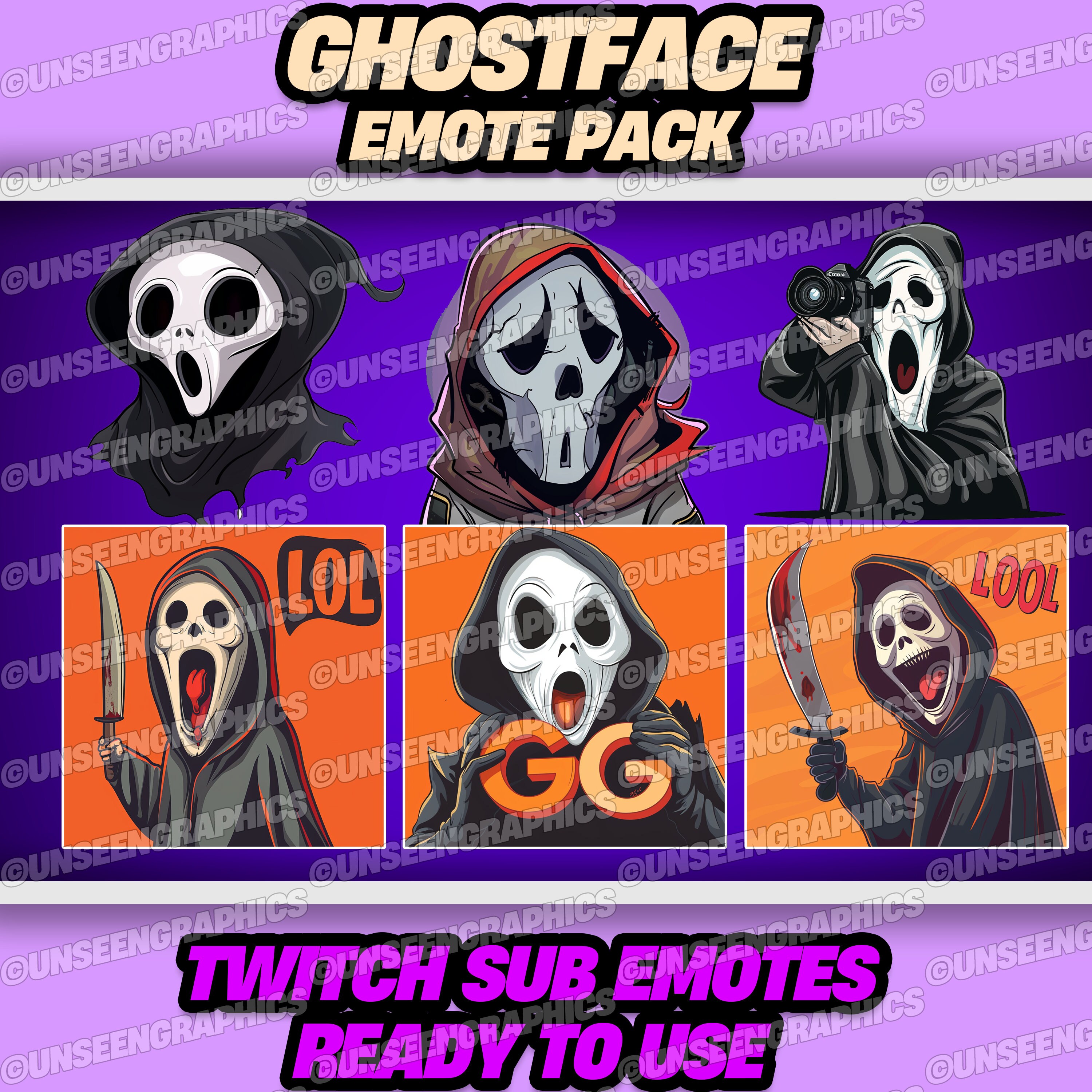 Dead by Daylight Twitch Sub Emotes Ghostface Pack 6 Pack - Etsy