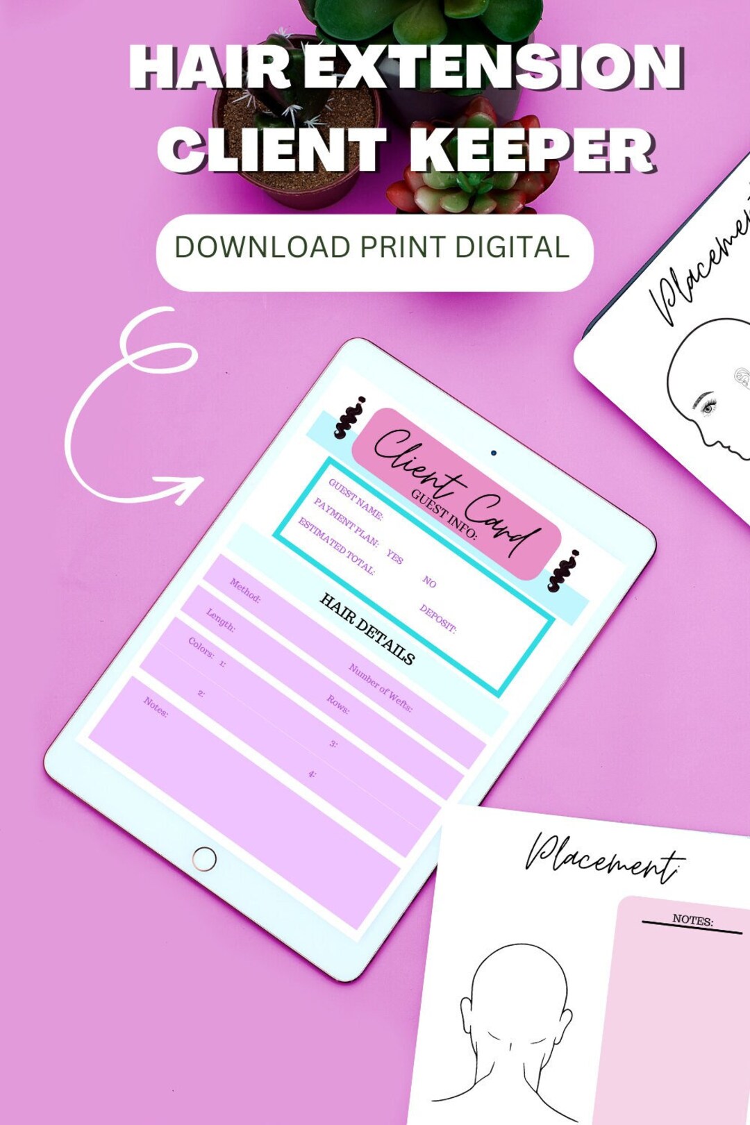 Hair Extension Client Info Tracker: Weft Placement, Color Formulas ...