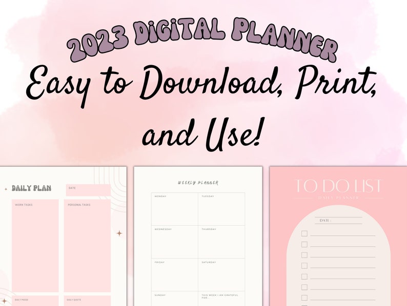 Pink Digital Planner | Daily, Weekly, Monthly Planner Pages | Workout ...