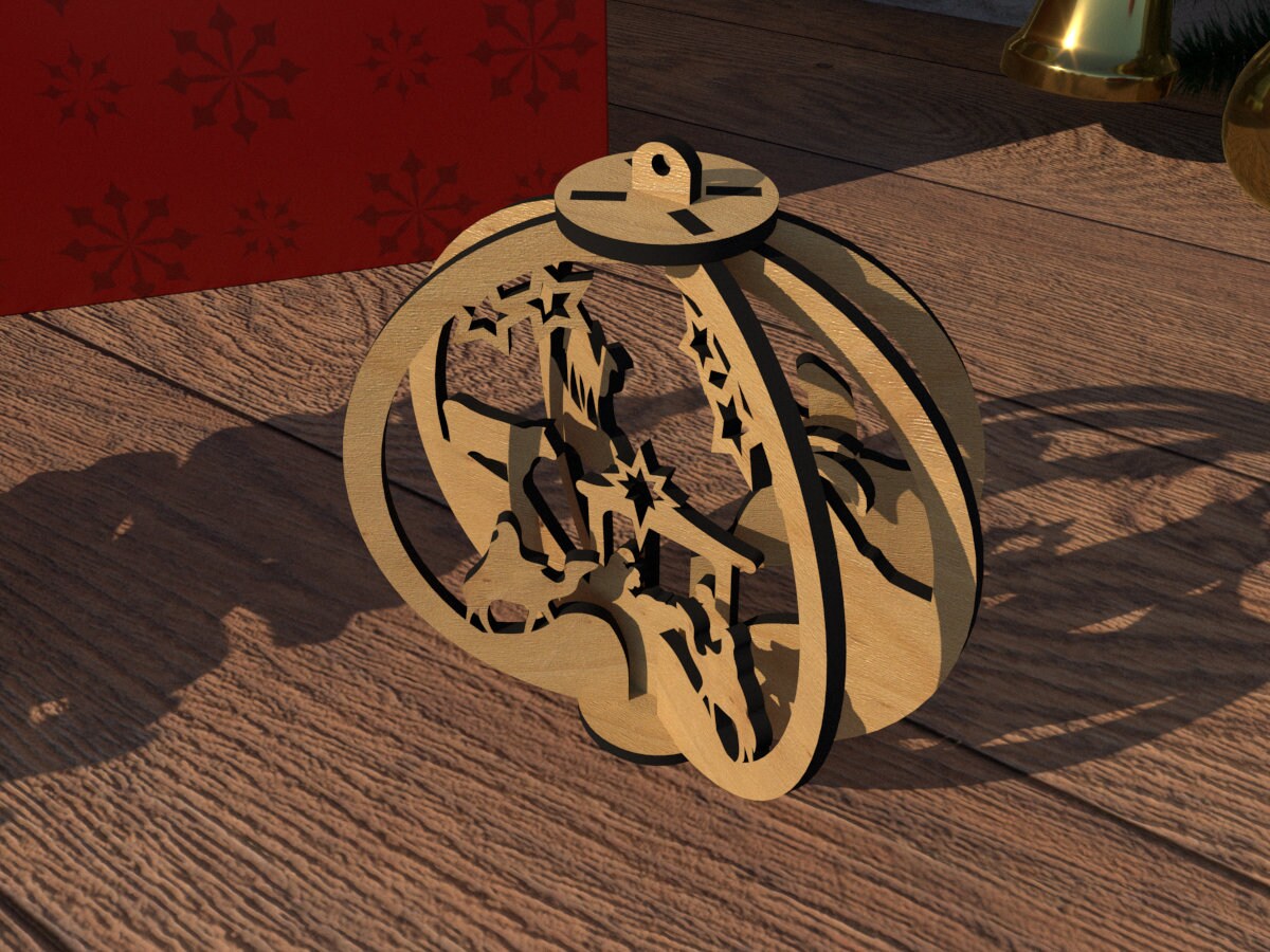 Christmas Bauble Nativity Scene - SVG DXF Laser Glow Forge Vector ...