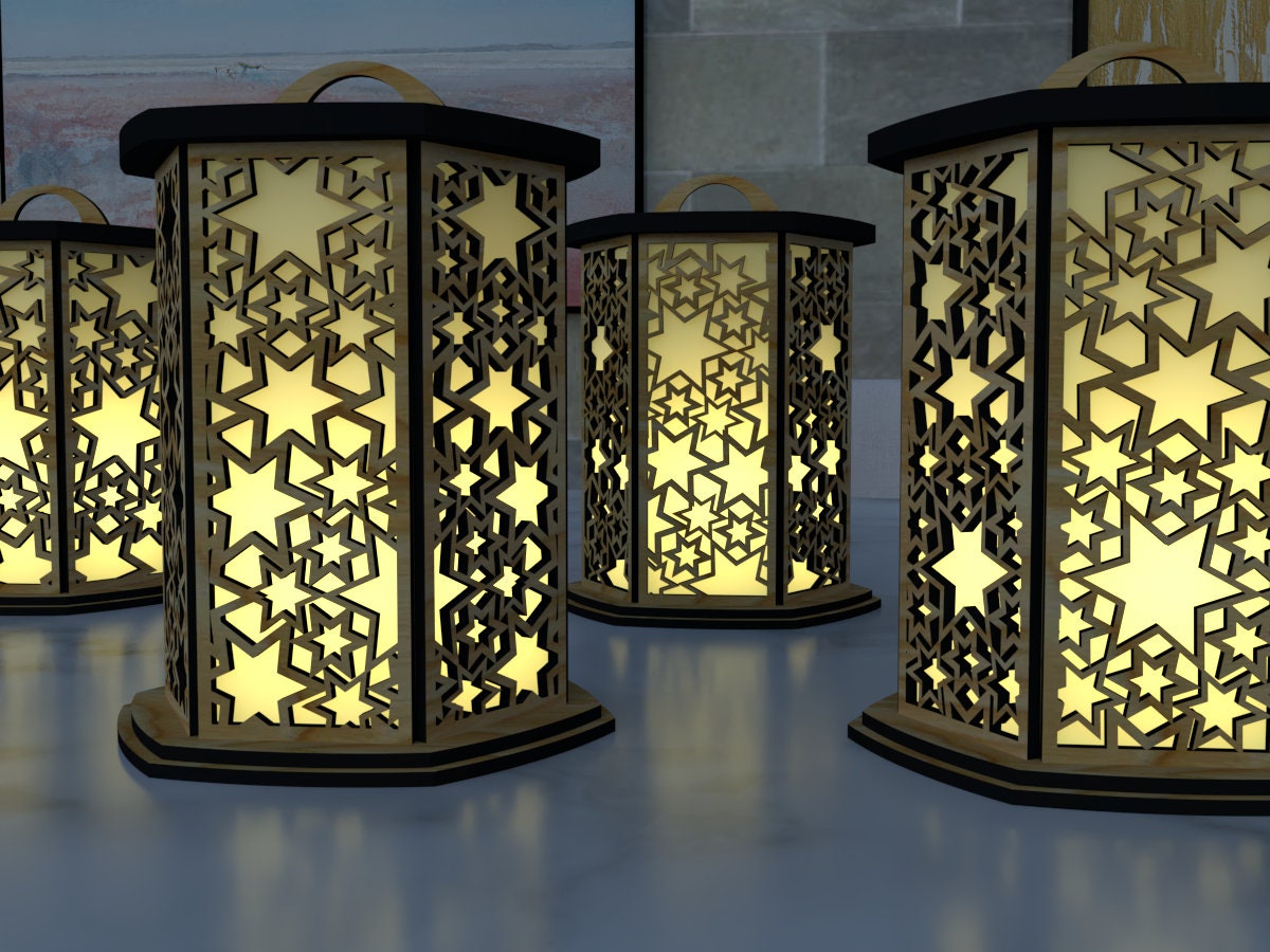 Star Light Box Tea Light Holder 4 Pack SVG DXF Laser Glowforge Vector ...