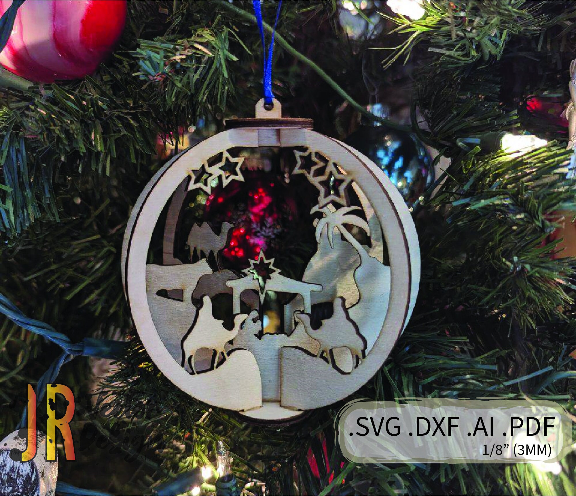 Christmas Bauble Nativity Scene - SVG DXF Laser Glow Forge Vector ...