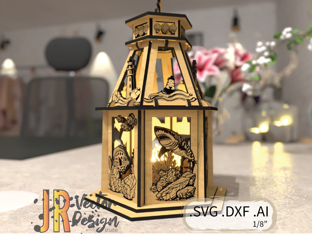 Nautical Lighthouse Aquarium Model SVG DXF for Glowforge Laser Cutting ...