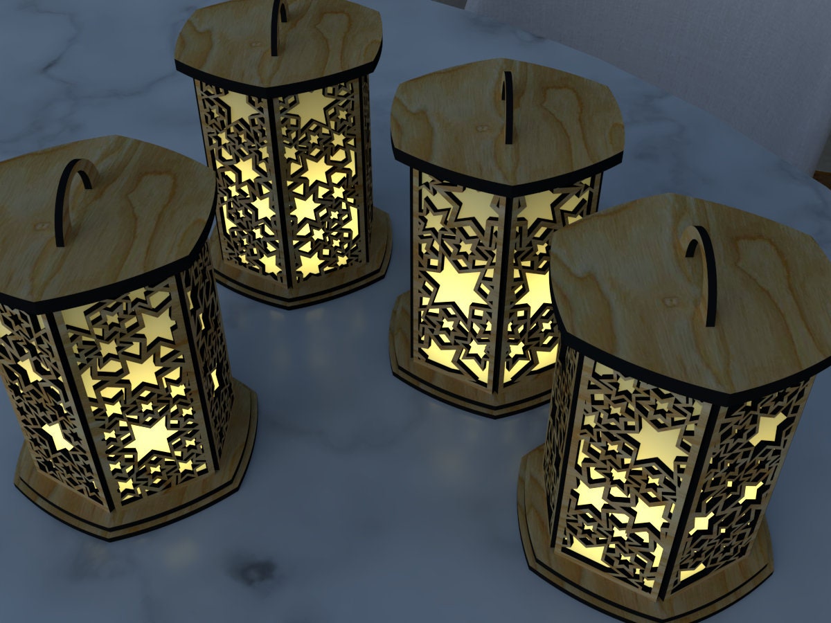 Star Light Box Tea Light Holder 4 Pack SVG DXF Laser Glowforge Vector ...