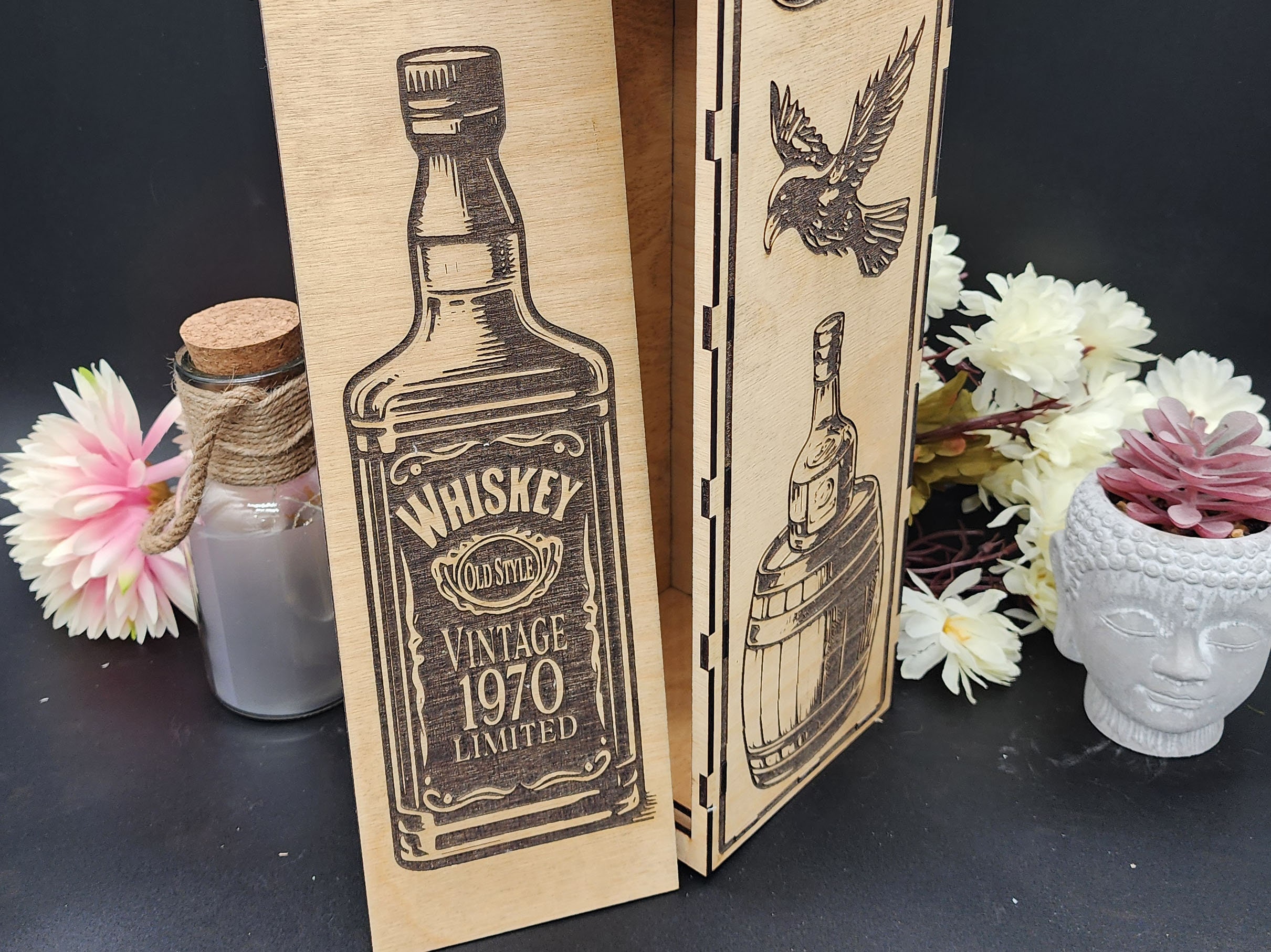 Whiskey Bottle Slider Gift Box Crate SVG AI DXF - Etsy
