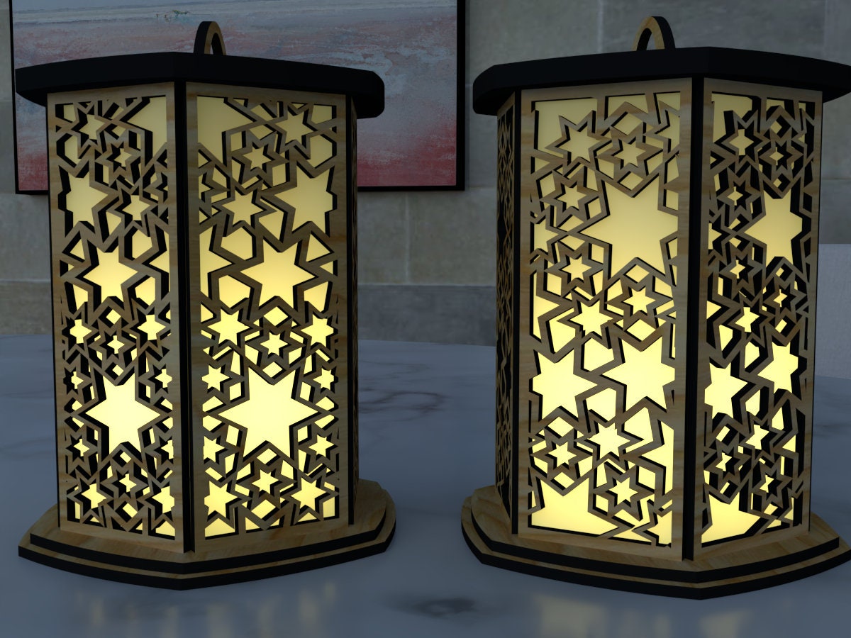 Star Light Box Tea Light Holder 4 Pack SVG DXF Laser Glowforge Vector ...