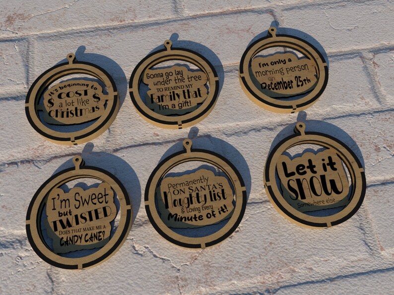 Funny Round Ornaments 6 Pack SVG DXF Laser Cutter Files - Etsy