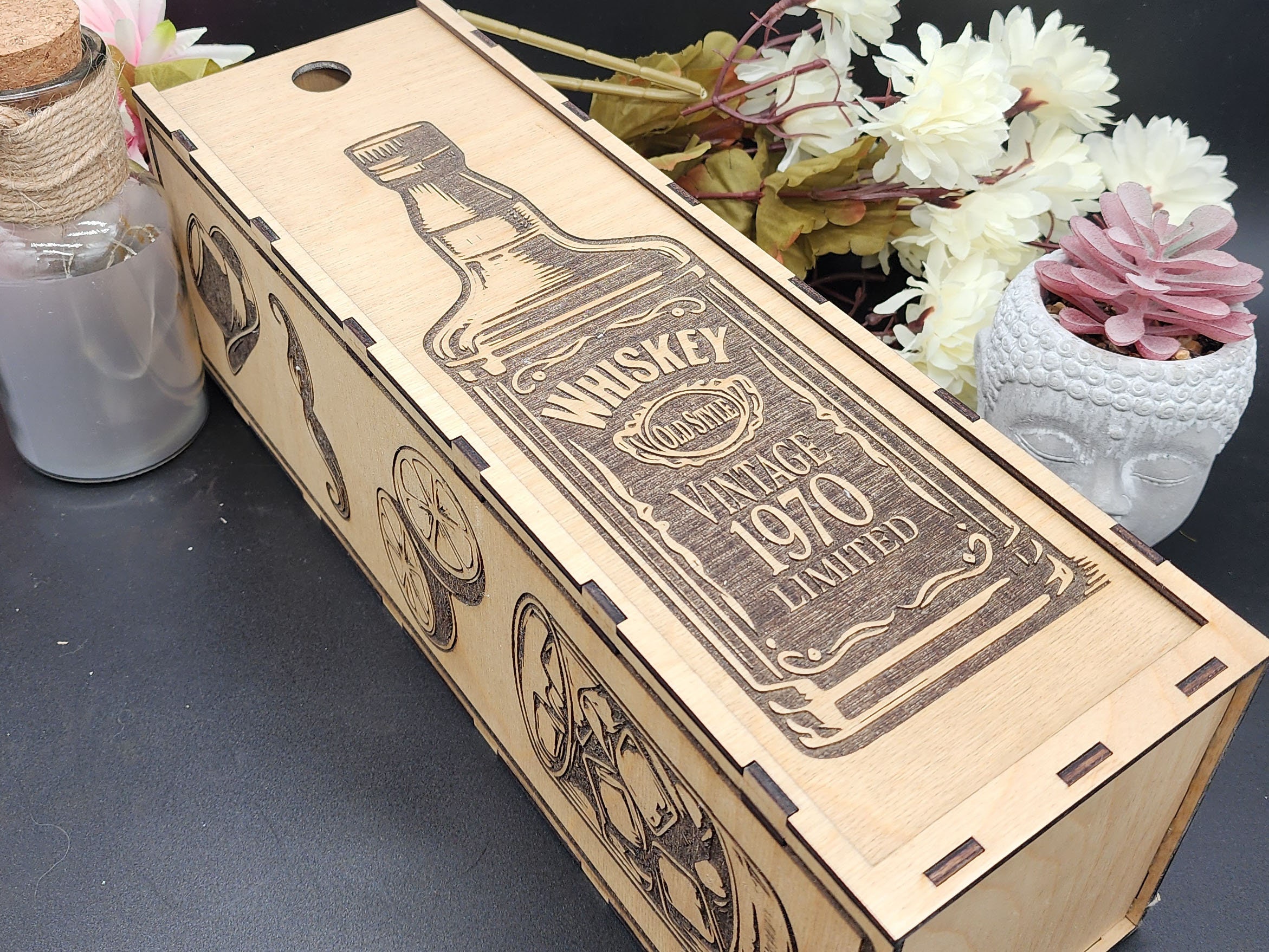 Whiskey Bottle Slider Gift Box Crate SVG AI DXF - Etsy