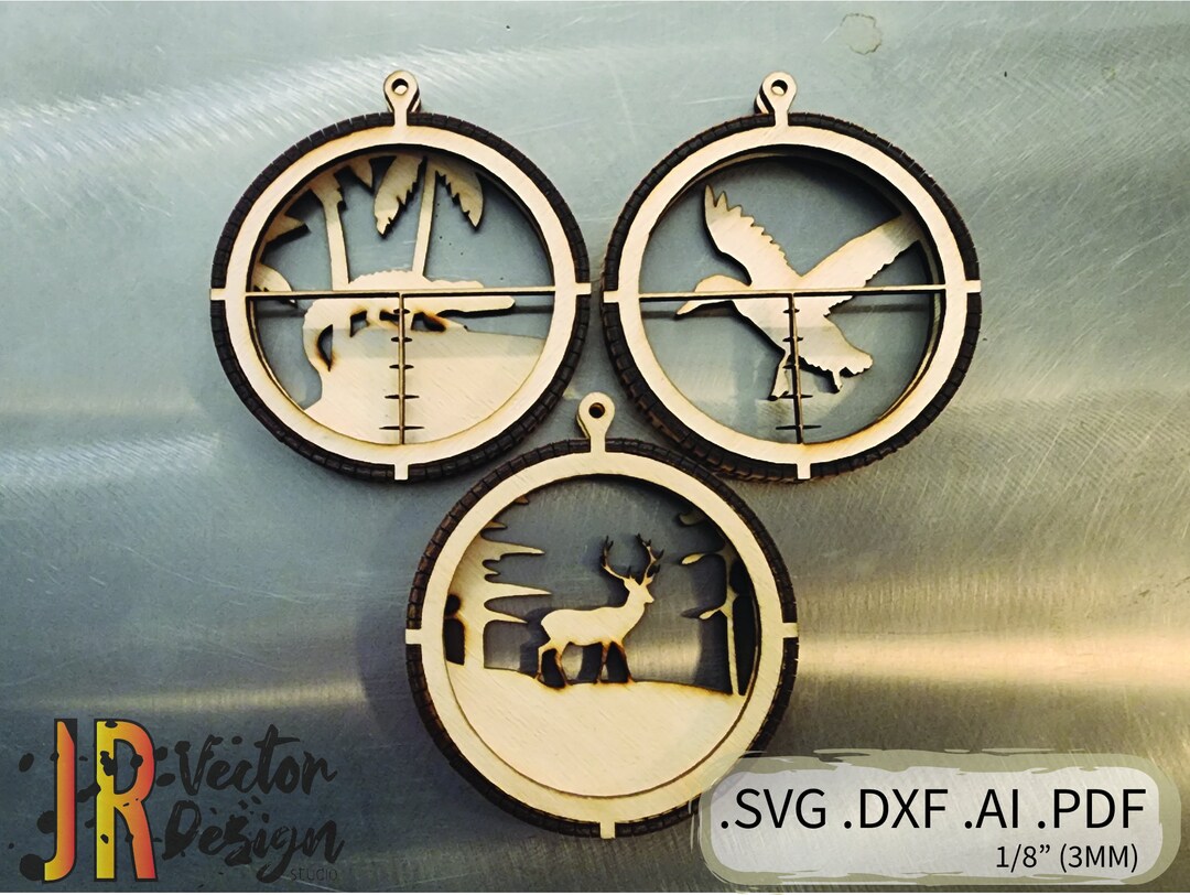 Hunters Ornament 13 Pack - SVG DXF Laser Glow Forge Vector Woods Wild ...