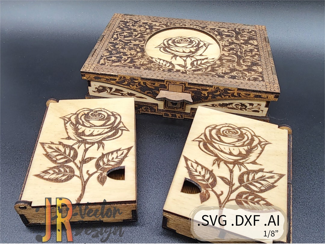 Rose Style Jewelry Box With Inserts SVG DXF AI - Etsy