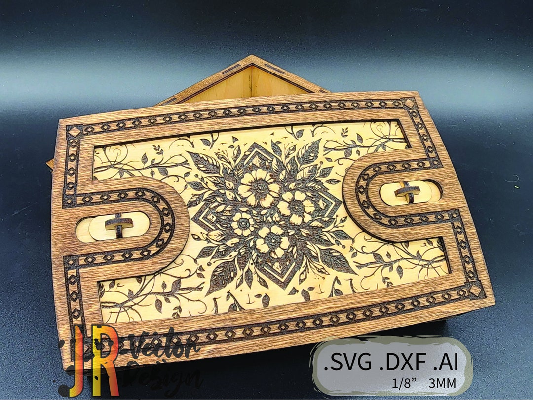 Floral Vines Clip Gift Box SVG AI DXF - Etsy