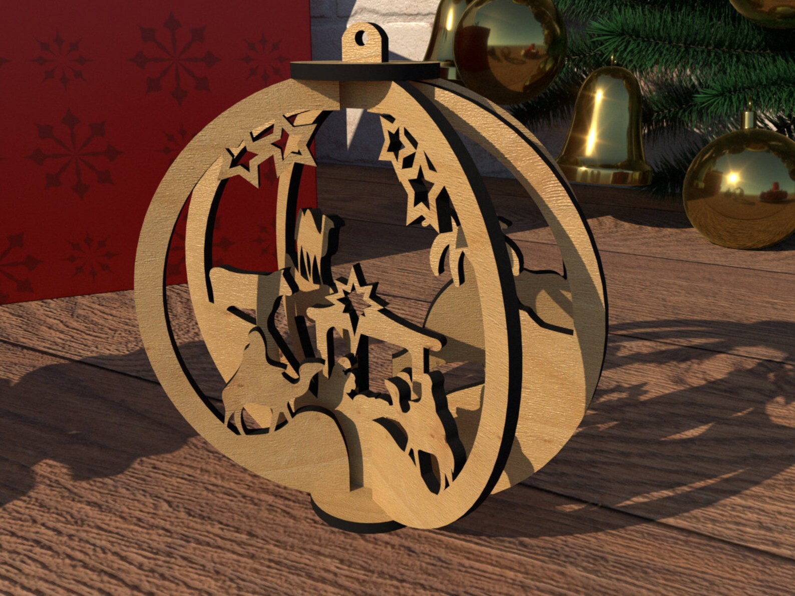 Crèche de Noël boule de Noël SVG DXF Laser Glow forge Vector Jérusalem ...