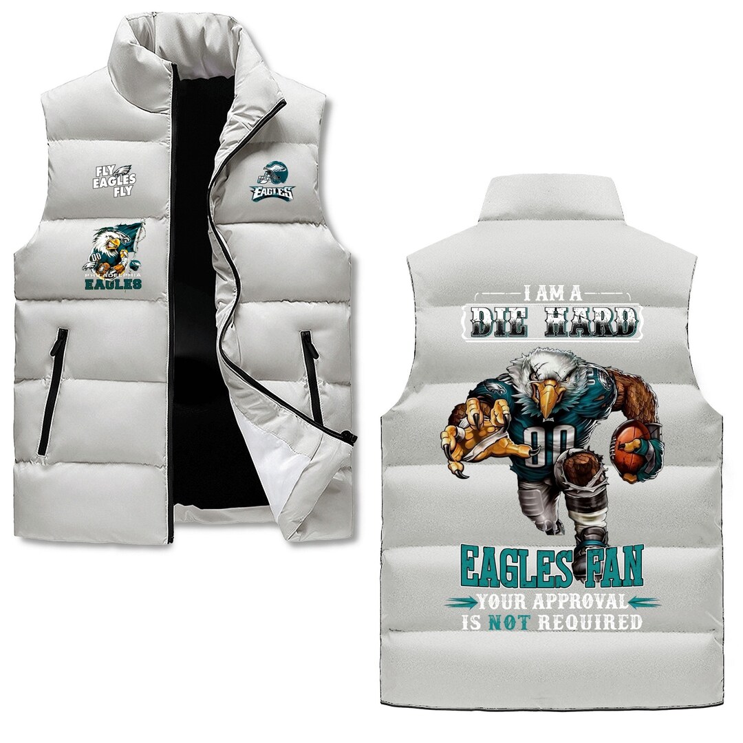 Philadelphia Eagles Fan Men's Custom Hooded Puffer Vest - Etsy