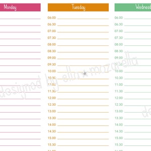 Colourful Weekly 30 Minute Time-tracker 6am to 10pm, Employee Time ...