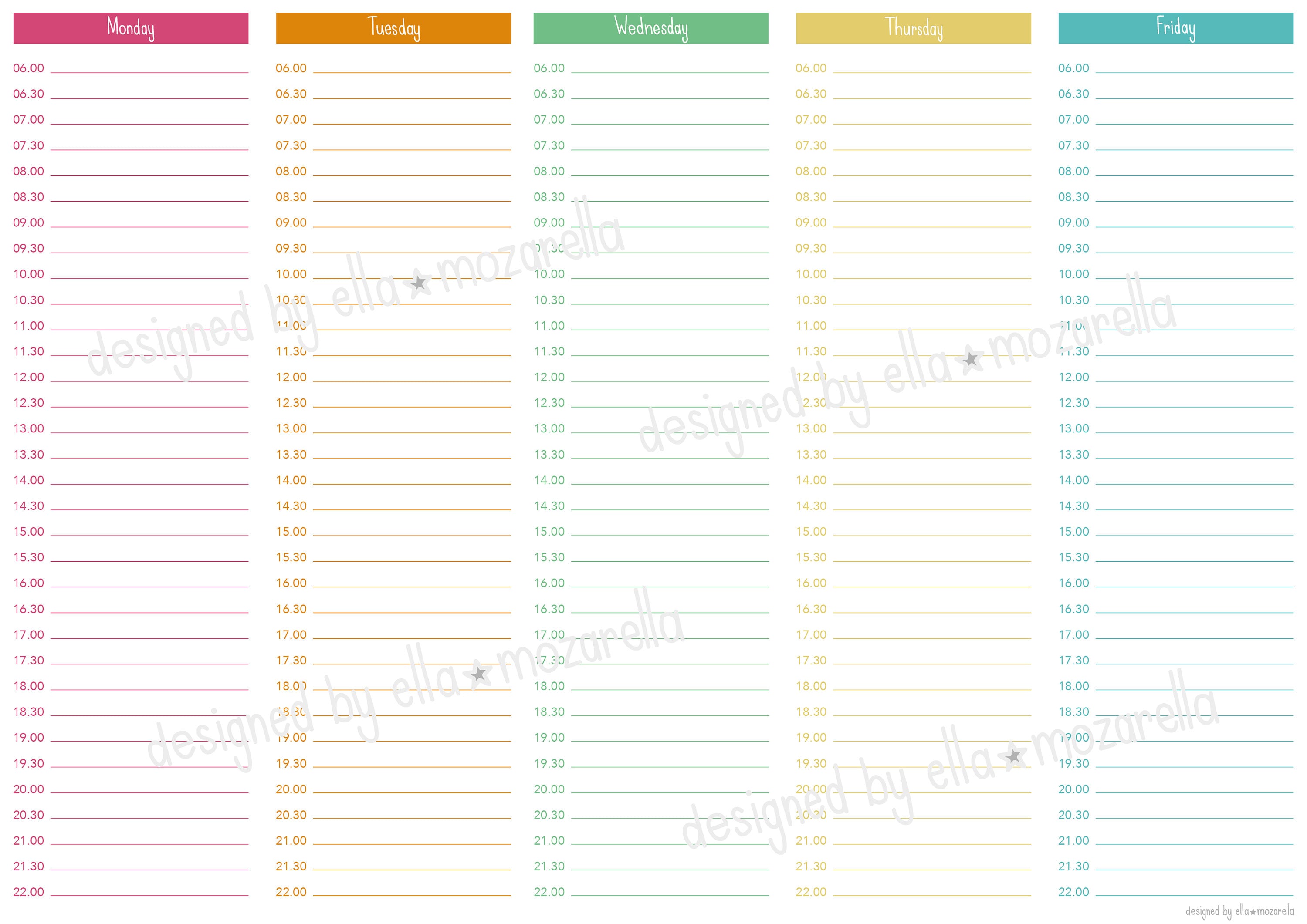 Bundle of Weekly 6am-10pm Timetracker Timesheets, Work Log, Employee ...