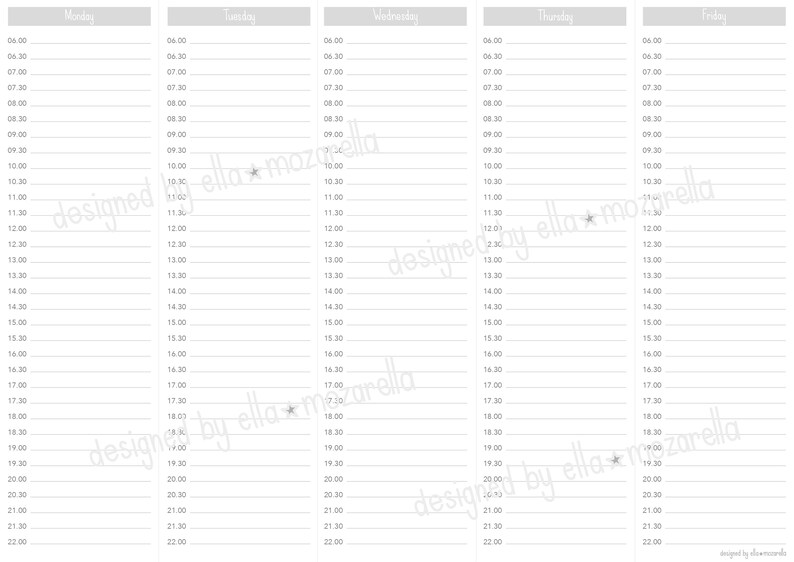 Bundle of Weekly 6am-10pm Timetracker Timesheets, Work Log, Employee ...