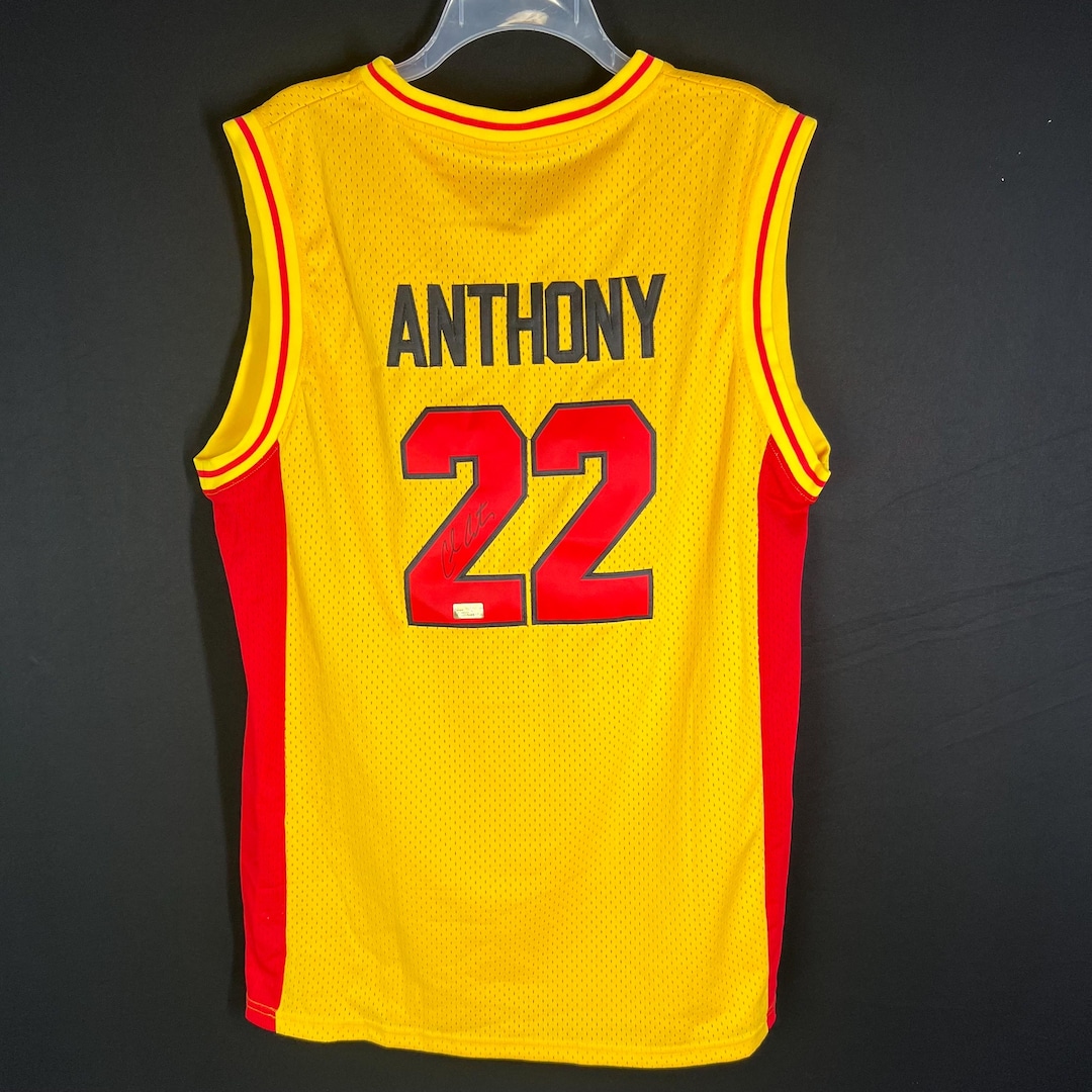 SIGNED Carmelo Anthony #22 Yellow Oak Hill Basketball Jersey Hand ...