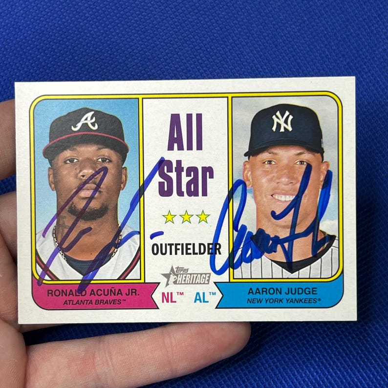 Aaron Judge & Ronald Acuna Jr. Hand Signed Autographed Baseball Trading ...