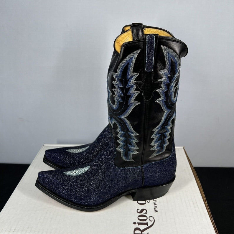 Rios of Mercedes Men’s 11D Navy Blue Stingray Leather Cowboy Boots NEW ...