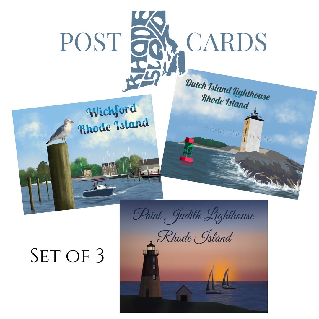 Retro-style Rhode Island Postcards, RI Travel Post Card Collection ...