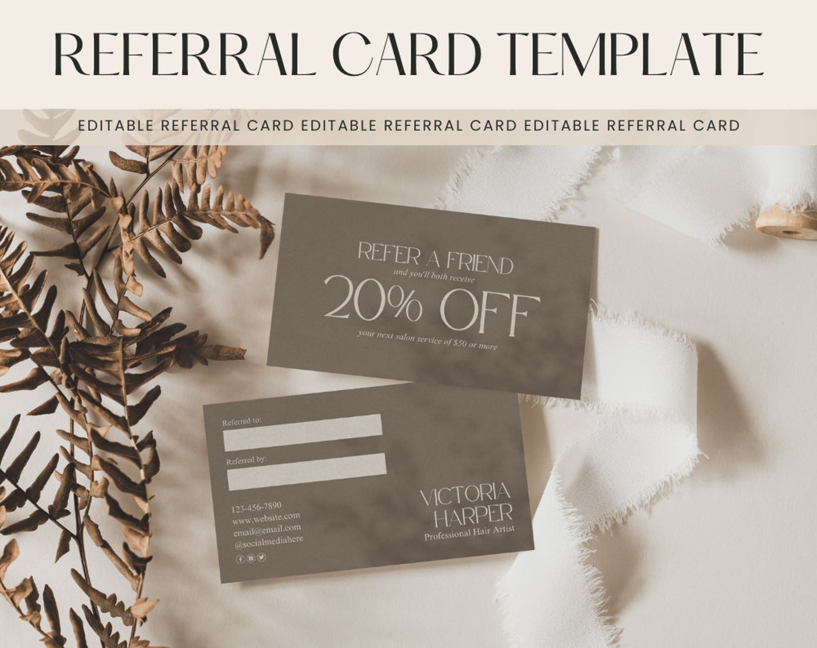 Editable Referral Card Template, Printable Refer a Friend Template ...