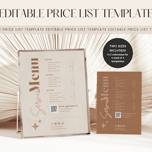 Editable Price List Template, Price List Canva Template, Small Business ...