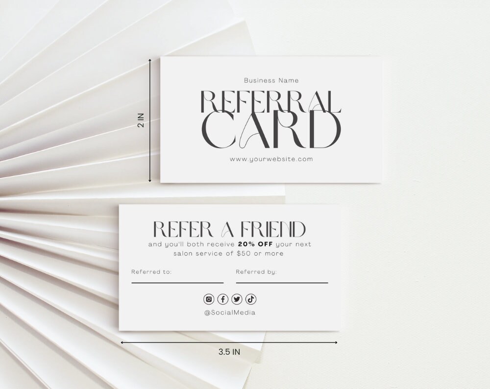 Editable Referral Card Template: Printable Refer a Friend (2x3.5 ...