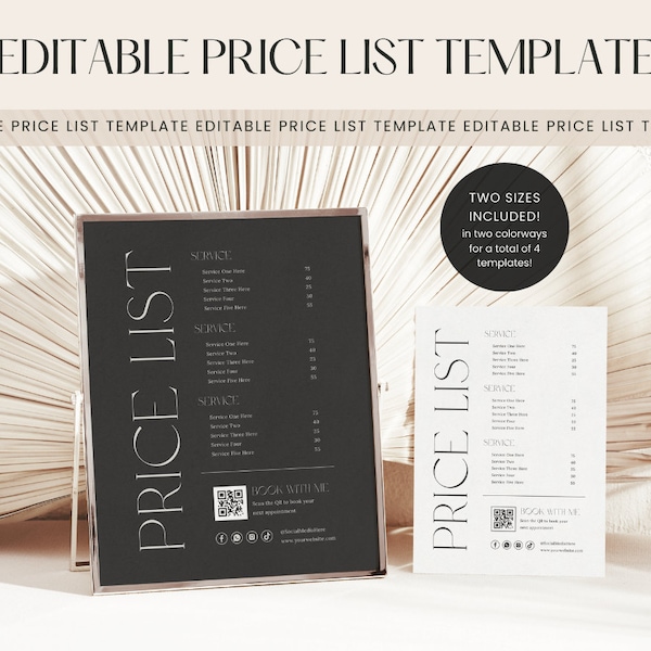 Canva Template Price List - Etsy