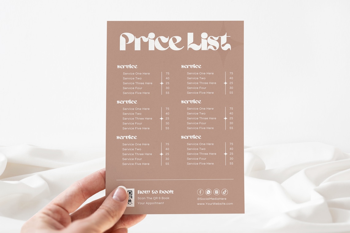 Editable Price List Template Price List Canva Template Small - Etsy