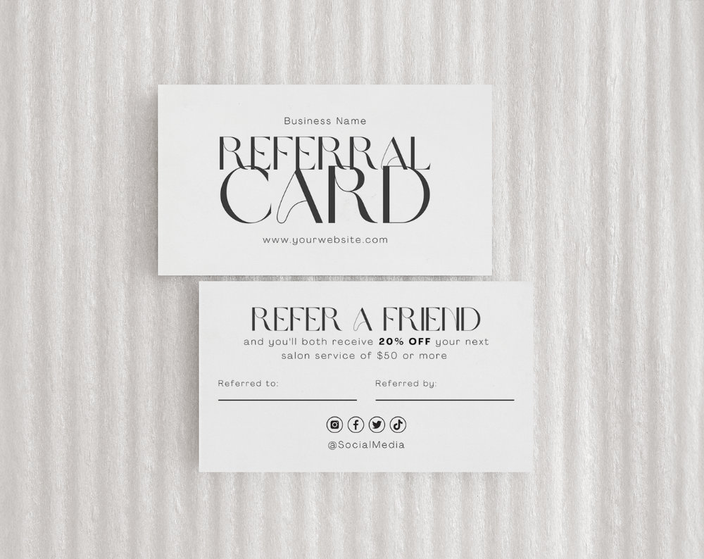 Editable Referral Card Template: Printable Refer a Friend (2x3.5 ...