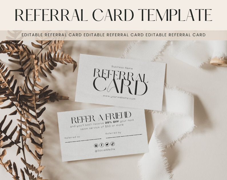 Editable Referral Card Template: Printable Refer a Friend (2x3.5 ...