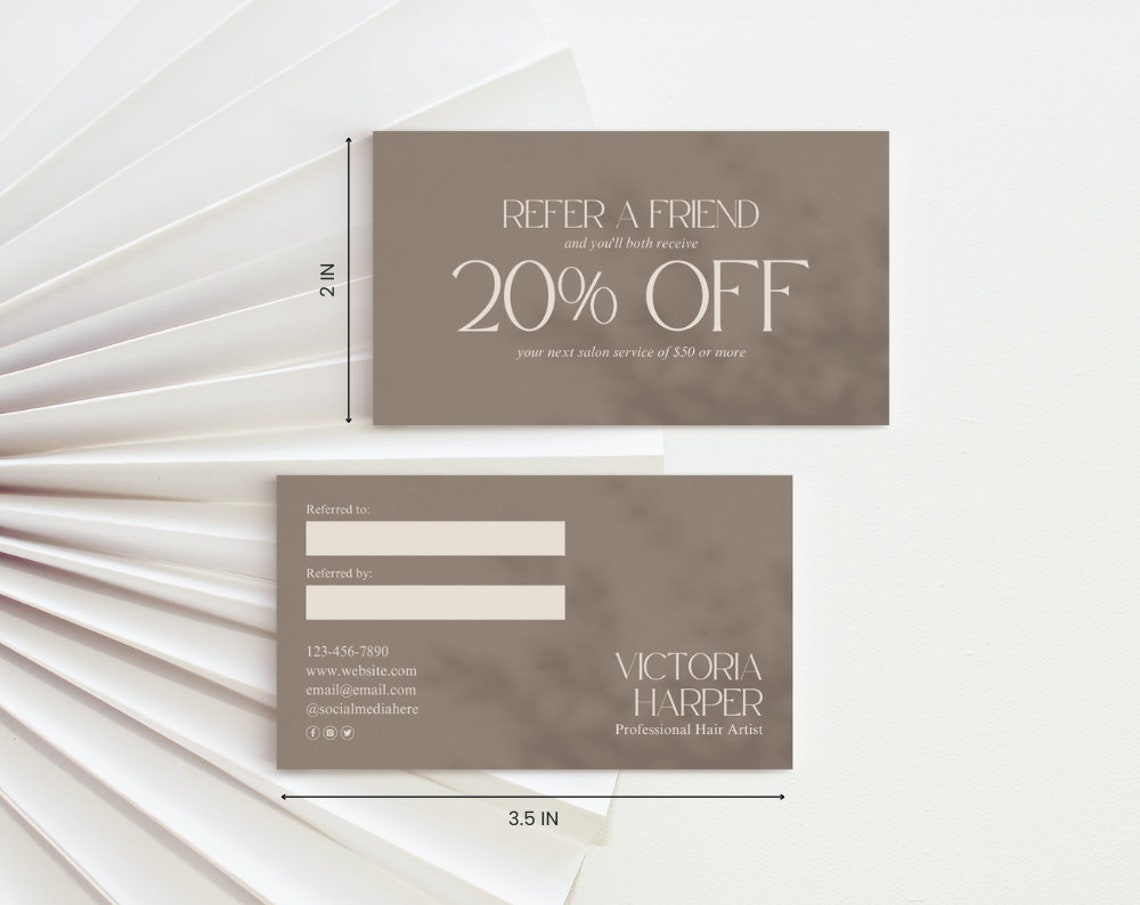 Editable Referral Card Template Printable Refer a Friend - Etsy