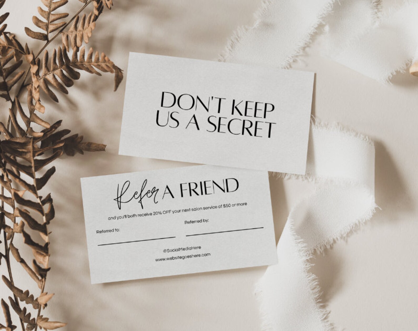 Editable Referral Card Template: Printable Refer a Friend (2x3.5 ...