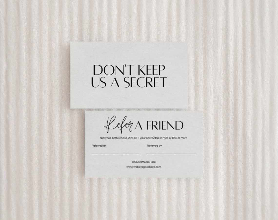 Editable Referral Card Template, Printable Refer a Friend Template ...