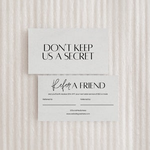 Editable Referral Card Template: Printable Refer a Friend (2x3.5 ...