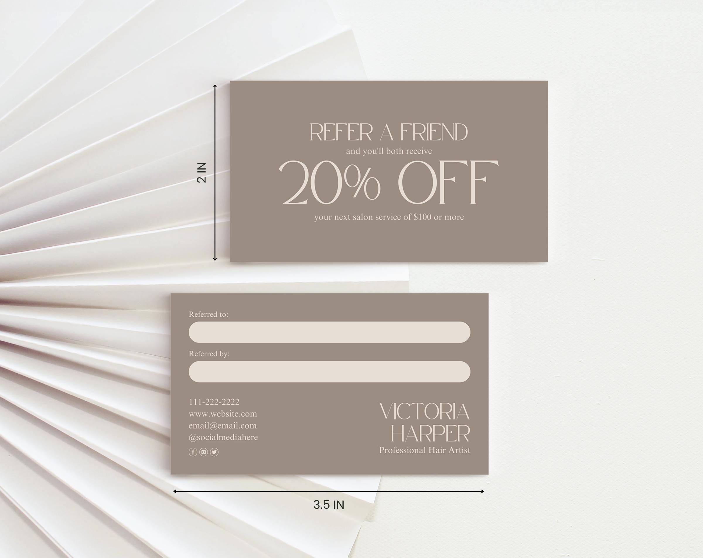 Editable Referral Card Template: Printable 'refer a Friend' (2x3.5 ...